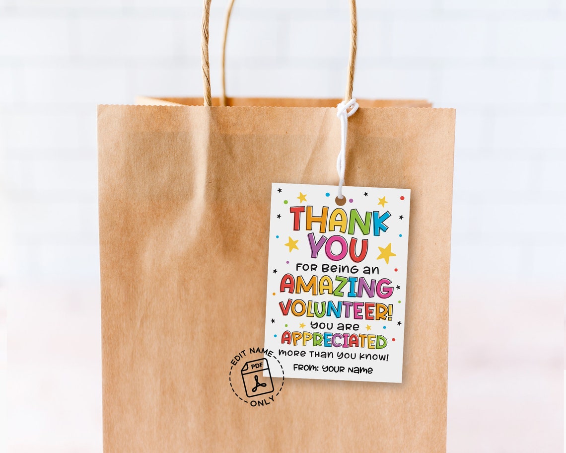 Volunteer Appreciation Gift Tags: Printable Thank You (PDF Pattern) - Etsy