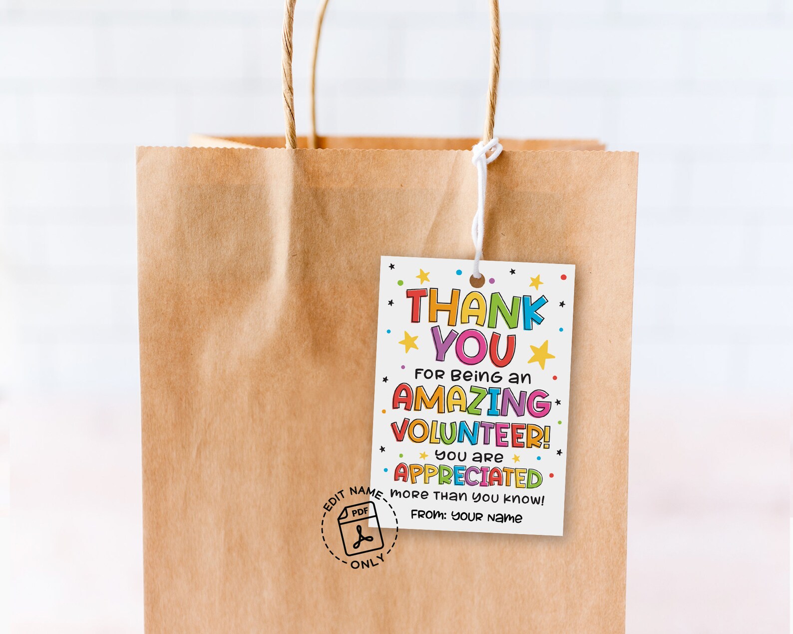 Volunteer Appreciation Gift Tags: Printable Thank You (PDF Pattern) - Etsy