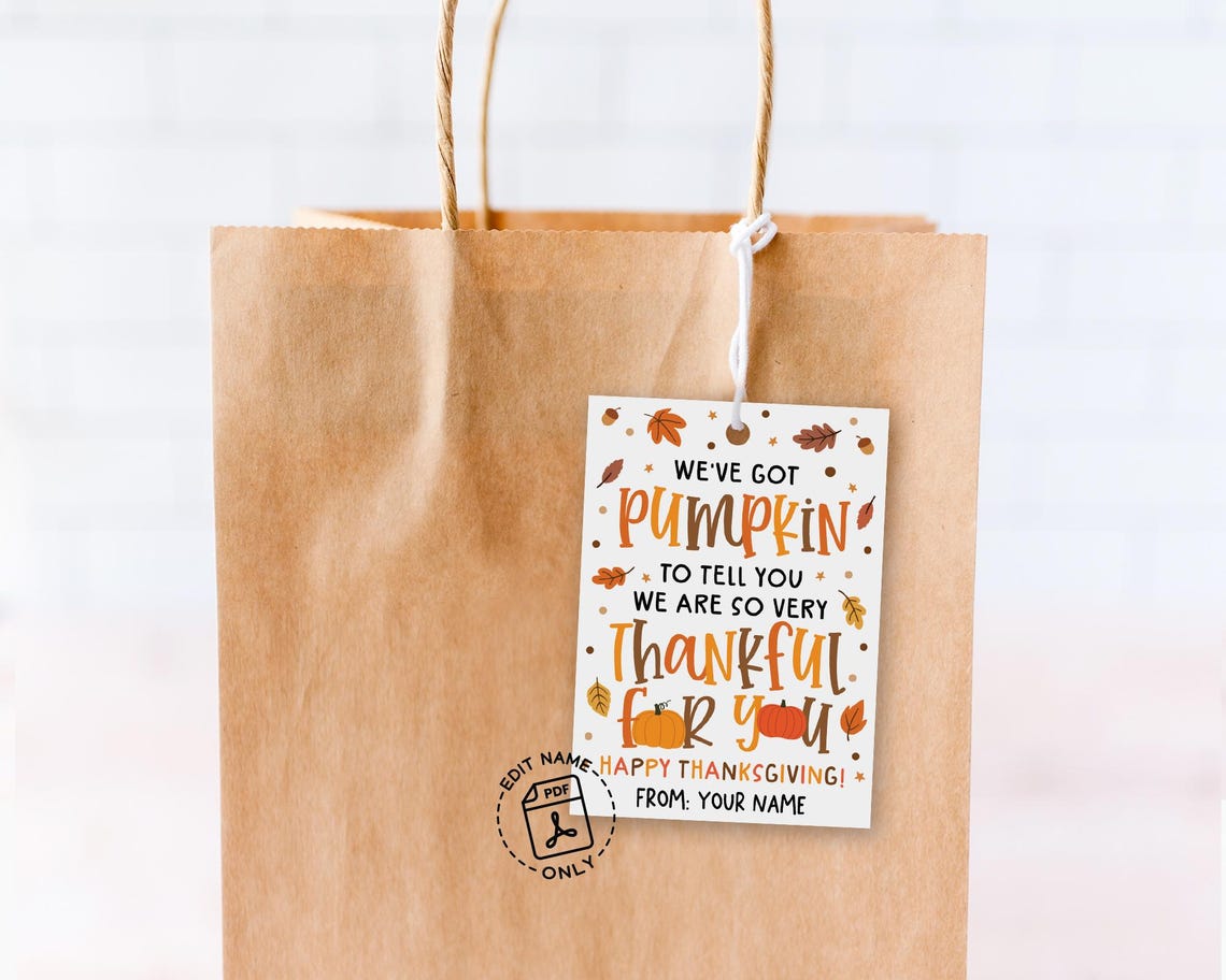 Thanksgiving Referral Gift Tags: Turkey Treat Bag Tags (digital ...