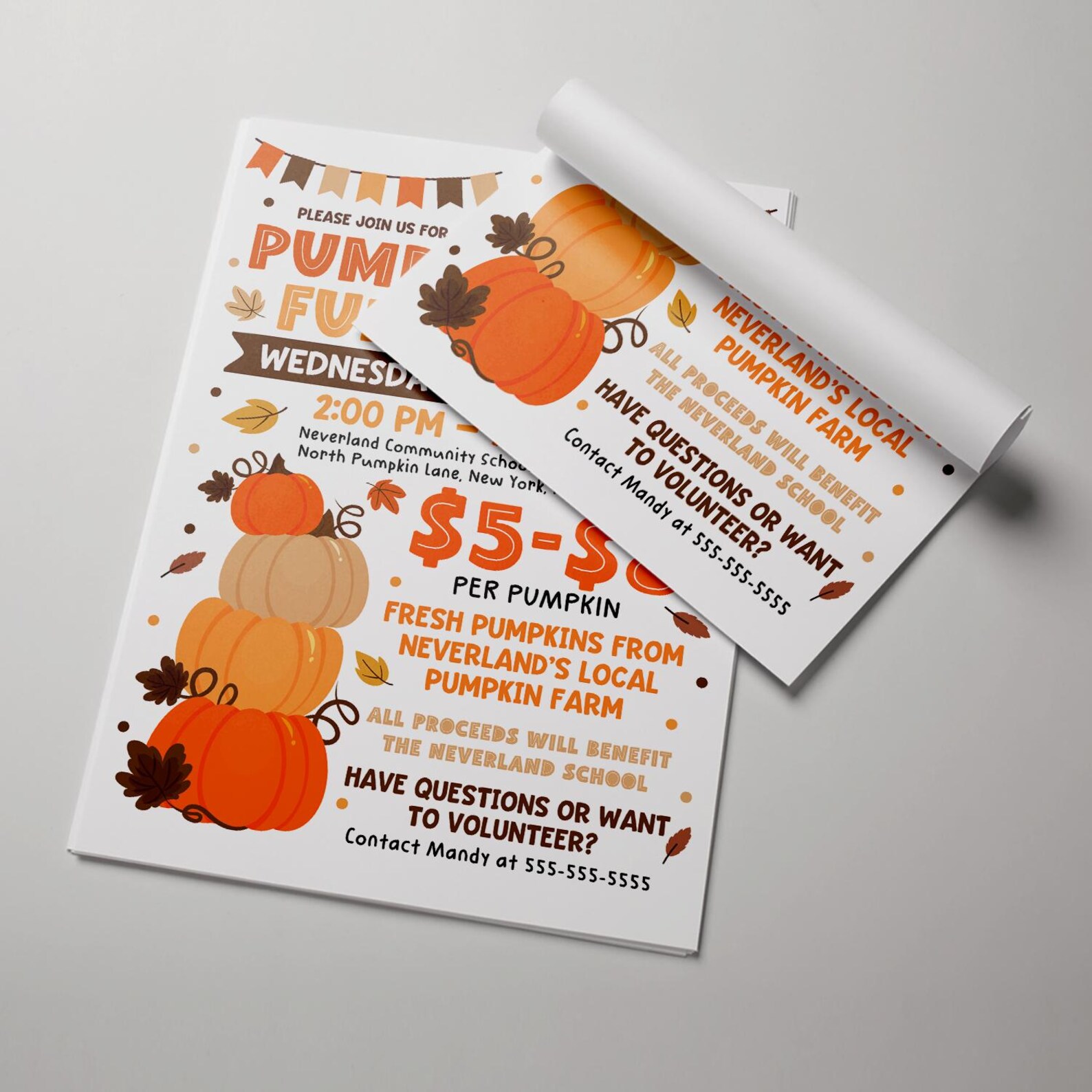 Pumpkin Sale Fundraiser Flyer Template: School Fall Event Poster ...