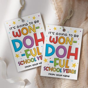 Back to School Tags, Printable First Day of School Gift Tag, Play Dough ...