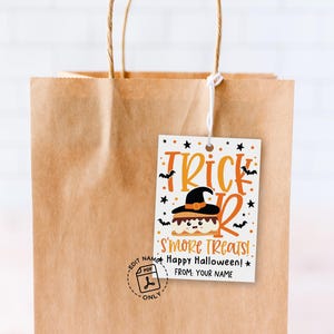 Halloween Printable Gift Tags, Trick or Smore Treat, Spooky Smores Tags ...