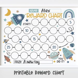 Printable Boho Space Reward Chart for Kids, Galaxy Simple Kids Reward ...