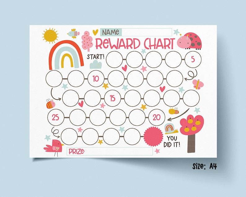 Rainbow Garden Reward Chart for Kids Simple Kids Reward - Etsy Canada