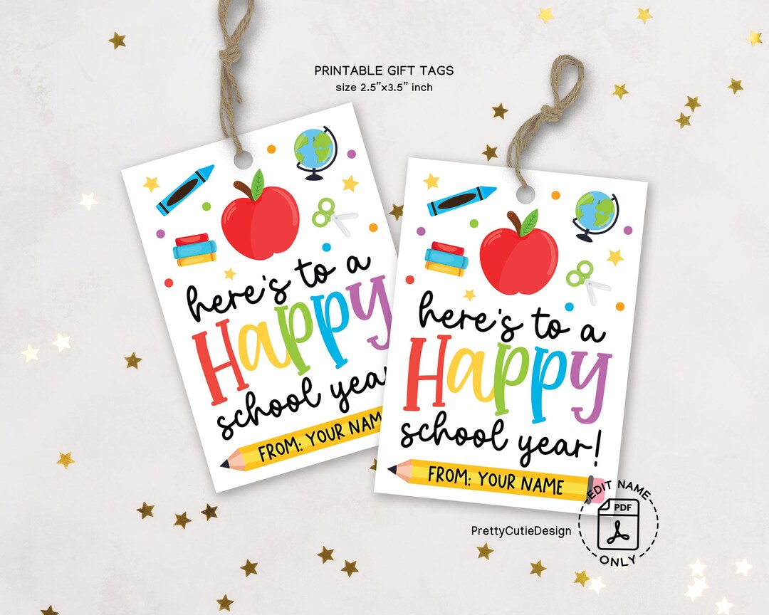 First Day of School Gift Tags: Printable Classroom Favor (PDF Download ...