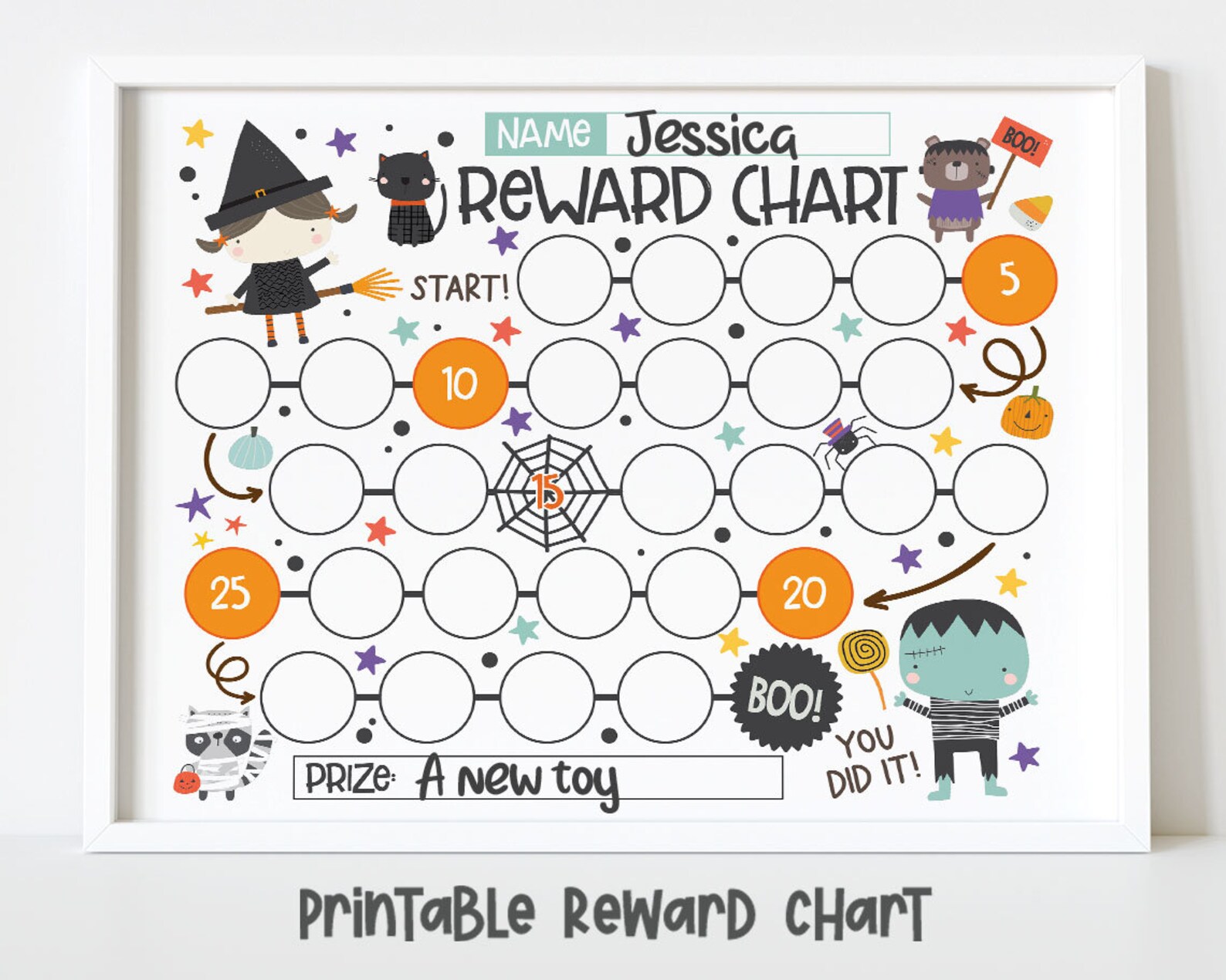 Halloween Reward Chart for Kids Simple Kids Reward Chart - Etsy