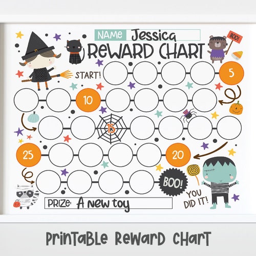 Halloween Reward Chart for Kids Simple Kids Reward Chart | Etsy