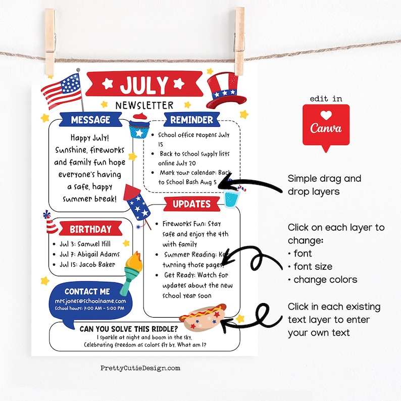 Editable Monthly Classroom Newsletter Template: Canva Printable (8.5x11 ...