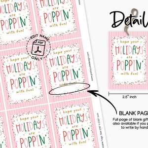 Popcorn Gift Tags, Poppin’ Holidays Printable, Pink Christmas Treat ...