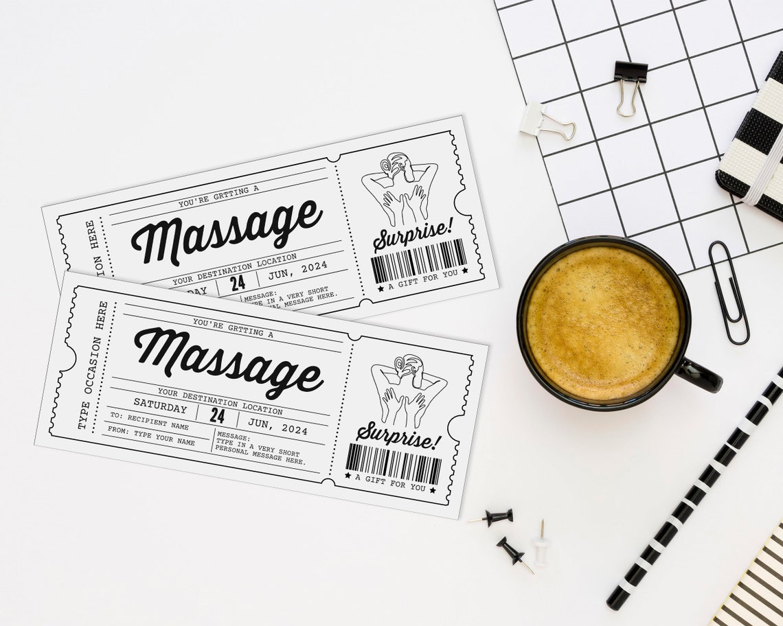 Massage Gift Certificate Template: Surprise Spa Ticket (printable) - Etsy