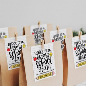 Back to School Gift Tags, Here's to a Bright School Year, First Day of ...
