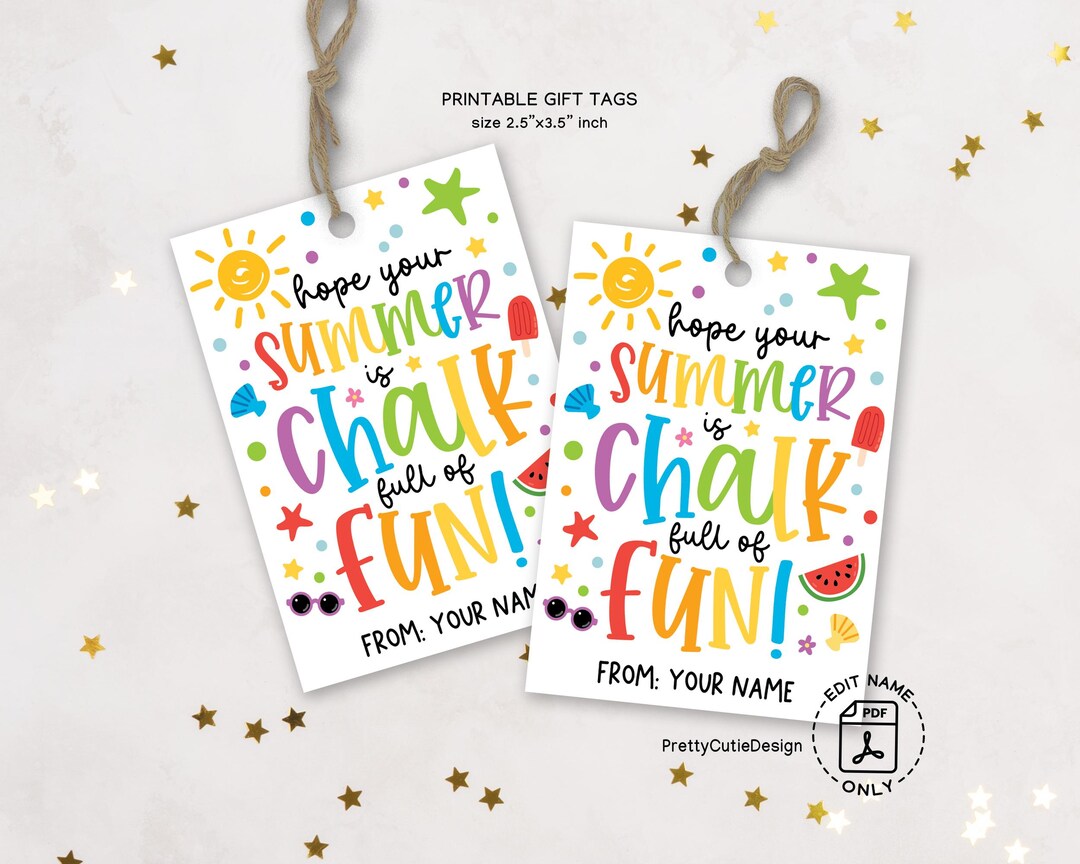 Summer Chalk Gift Tag: End of Year Student Favor (printable) - Etsy