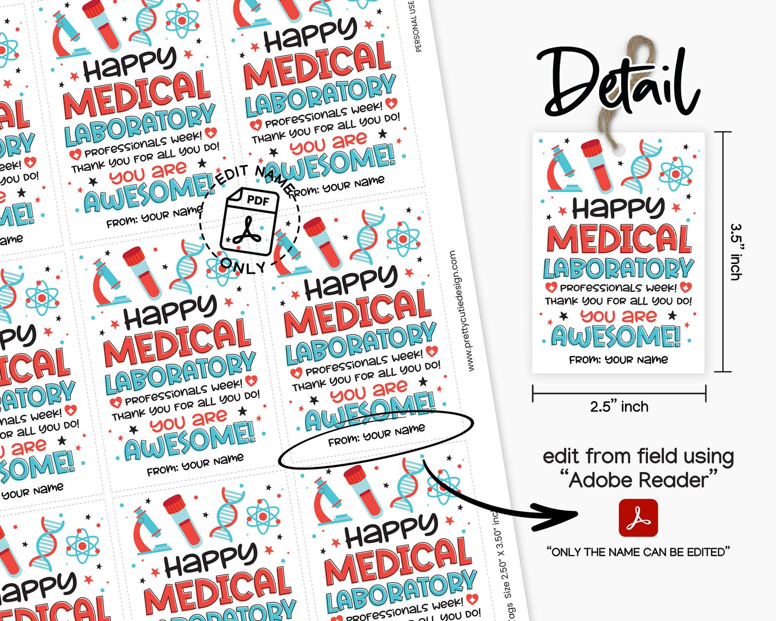 Medical Laboratory Professionals Week Tag, Lab Thank You Gift Tag ...