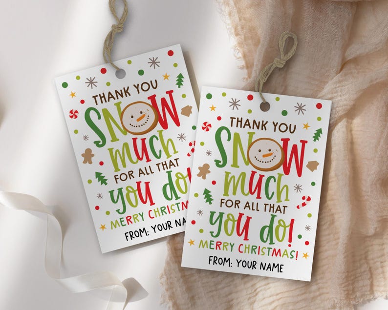 Funny Christmas Thank You Gift Tags, Snowman Design (printable) - Etsy