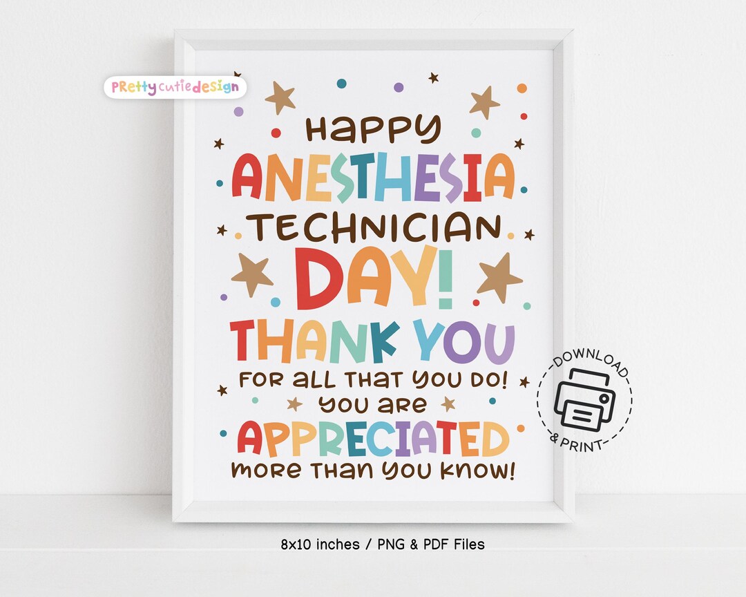 Happy Anesthesia Technician Day Sign, Printable Anesthesia Tech ...