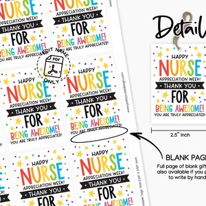Nurse Appreciation Week Gift Tags Printable, Thank You for Being ...