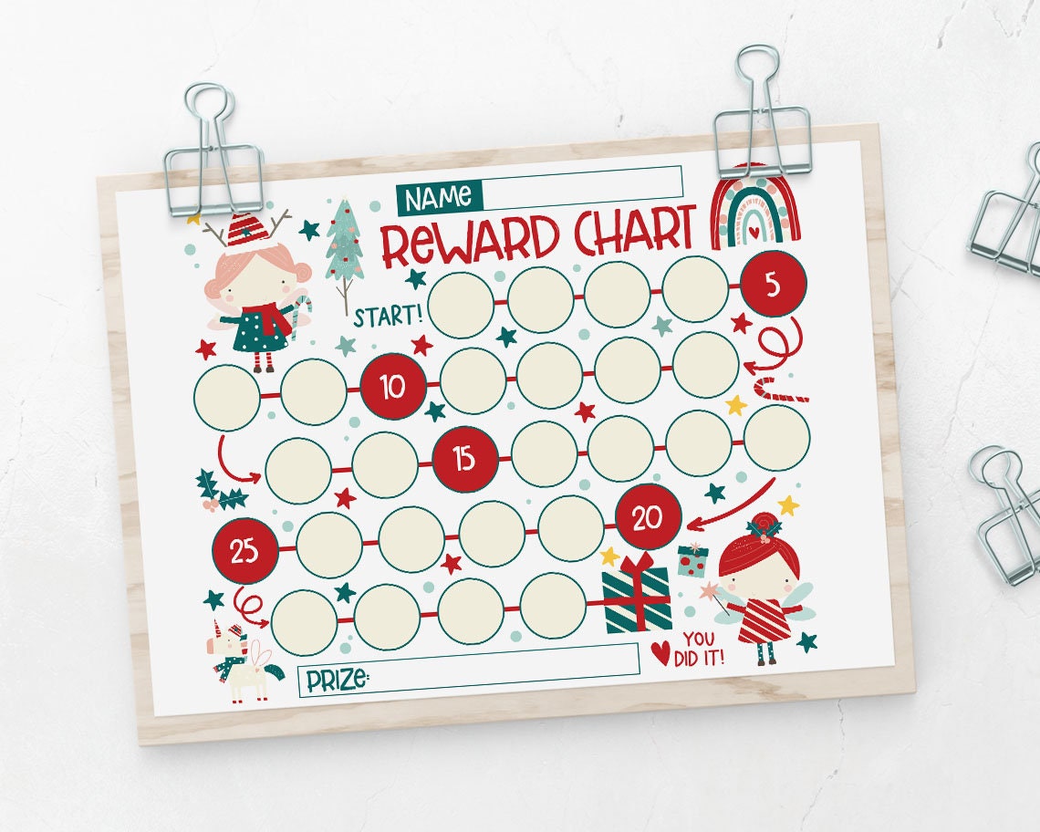 Christmas Reward Chart for Kids Girls Unicorn Holiday Magic - Etsy UK