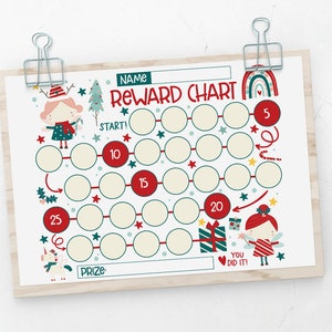 Christmas Reward Chart for Kids, Girls Unicorn Holiday Magic Simple ...