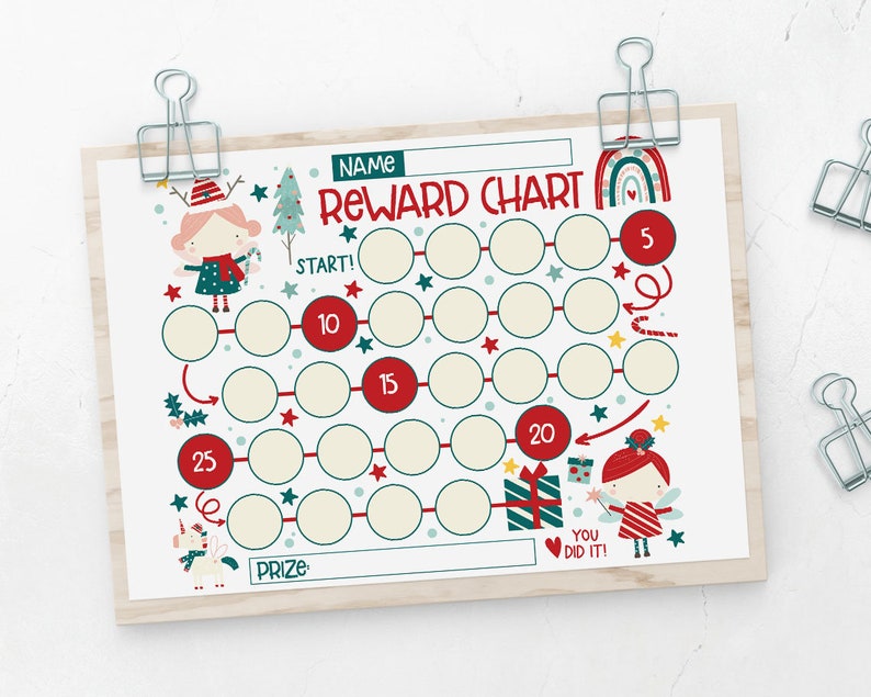 Christmas Reward Chart for Kids Girls Unicorn Holiday Magic - Etsy