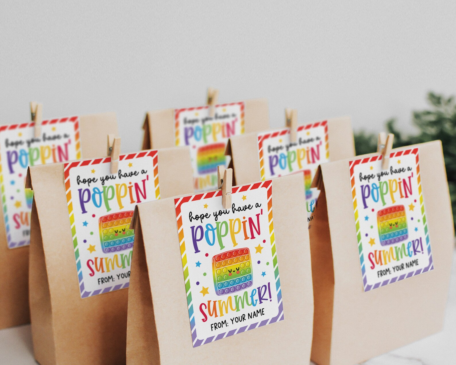 Pop It Gift Tags, End of School Year Tags, End School Year of Kids ...