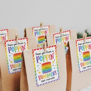 Pop It Gift Tags, End of School Year Tags, End School Year of Kids ...