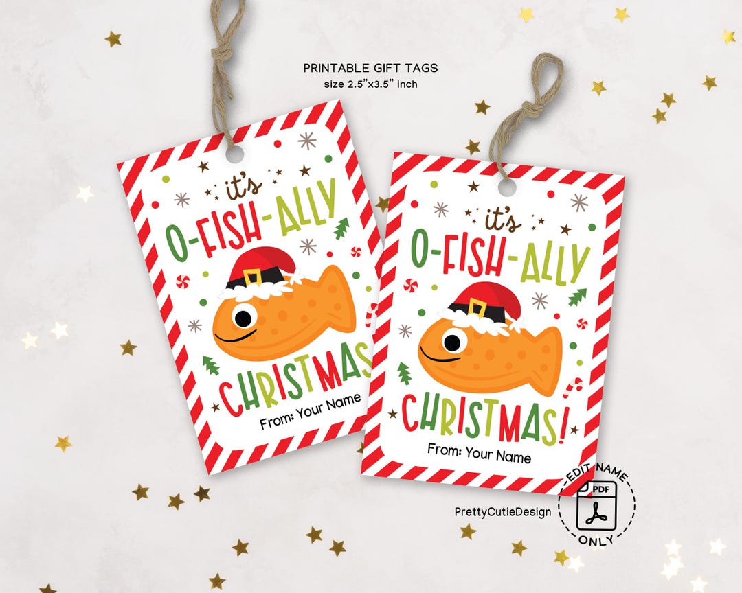 Christmas Fish Gift Tags, Pun Holiday Favor Labels (printable PDF) - Etsy