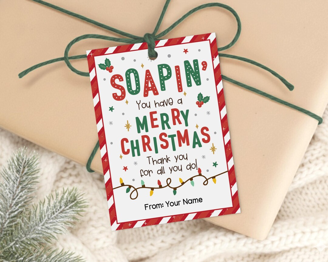 Soap Gift Tags Printable, Soapin’ You Have a Merry Christmas, Holiday ...