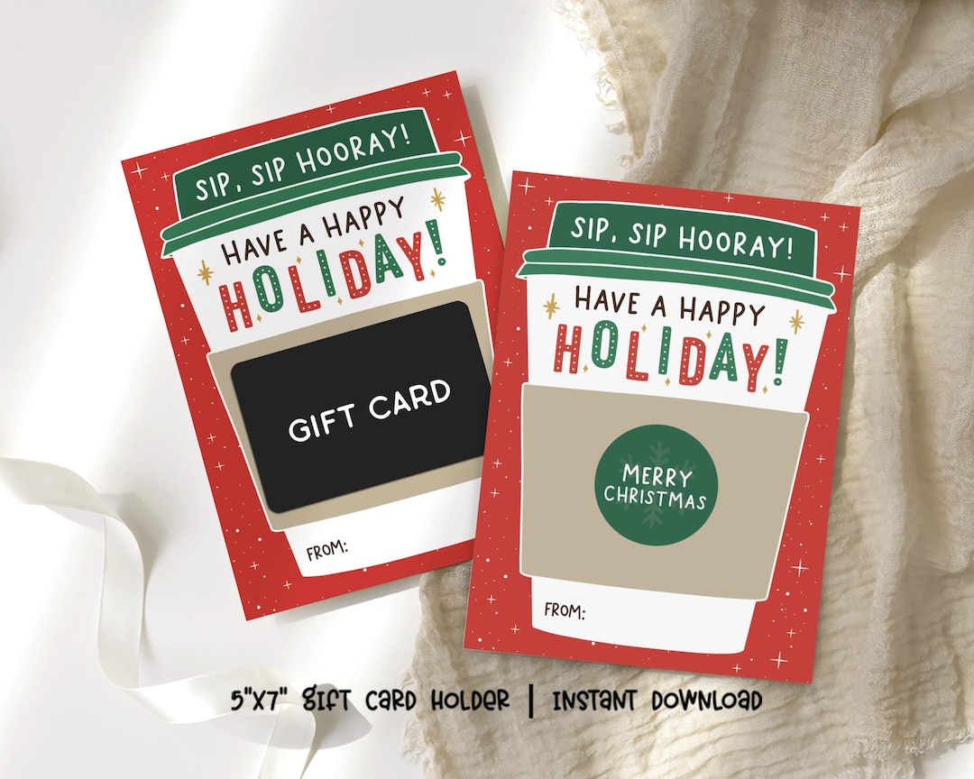 Christmas Gift Card Holder, Sip Sip Hooray Happy Holiday Coffee Gift ...