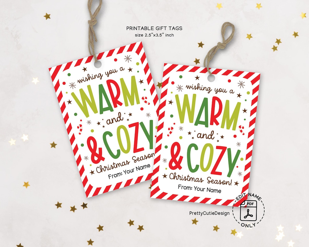Hot Chocolate Christmas Gift Tags Printable, Wishing You Warm & Cozy ...