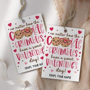 Cookie Valentine Gift Tag Printable, Sweet Classroom Treat Bag Label ...
