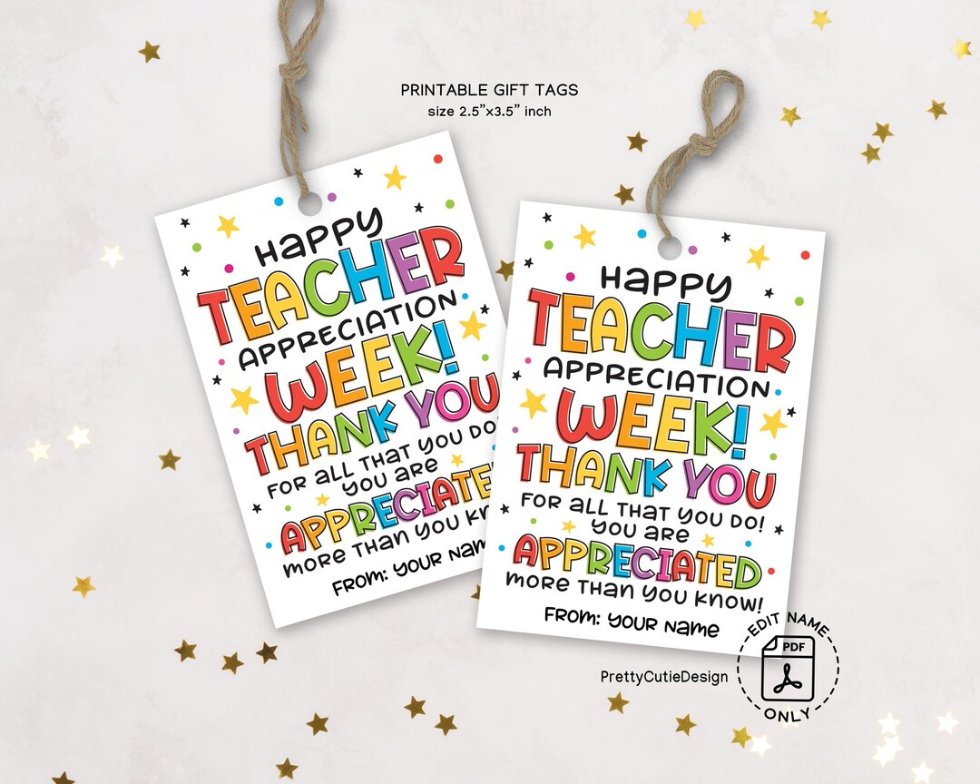 Teacher Appreciation Week Gift Tags Printable, Thank You for All That ...