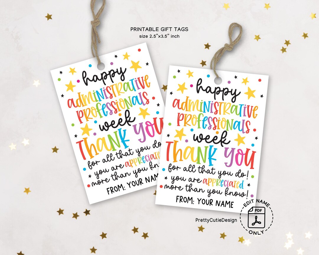 Administrative Professionals Day Gift Tags Printable, Admin Week Thank ...