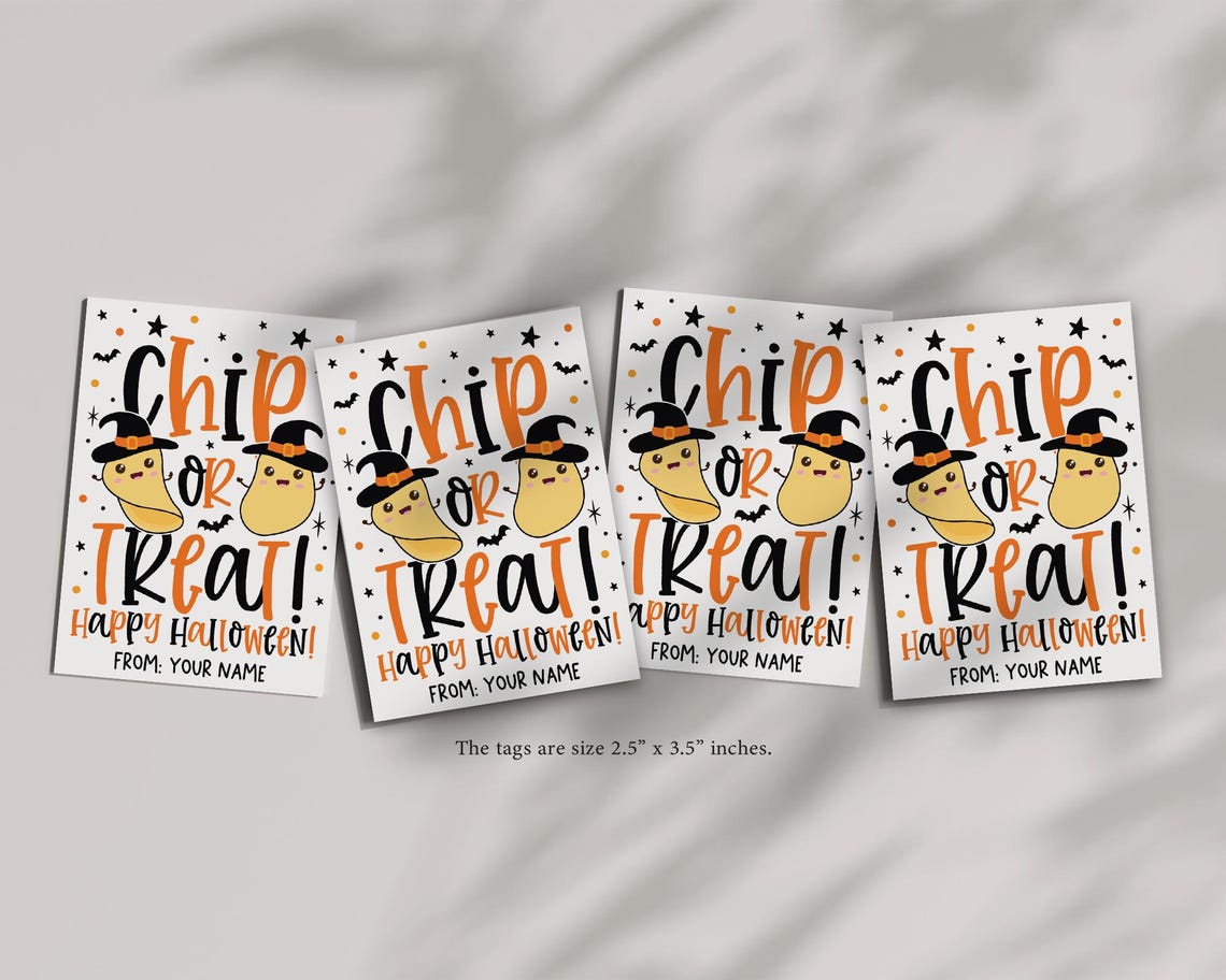 Halloween Gift Tags Printable: Chip or Treat Favor Tags for School Kids ...