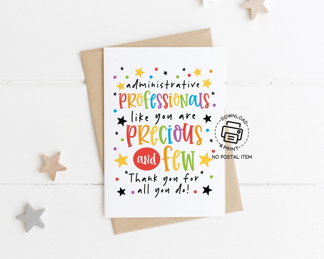 Administrative Professionals Day Card, Printable Thank You Note ...