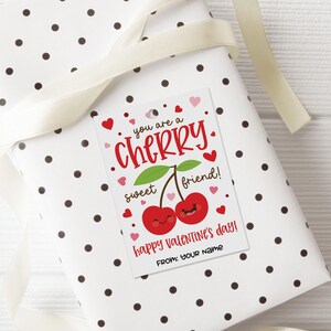 Printable Valentine Day Gift Tag, Cherry Valentine Gift Tag, Classroom ...