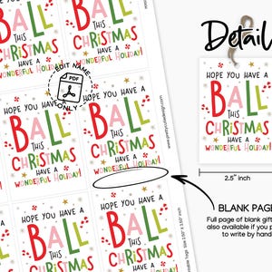Christmas Gift Tags, Funny Holiday Printable, Have A Ball Present ...