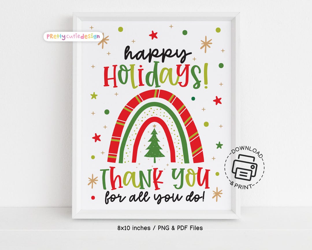 Happy Holiday, Thank You for All You Do Sign, Christmas Thank You Sign ...