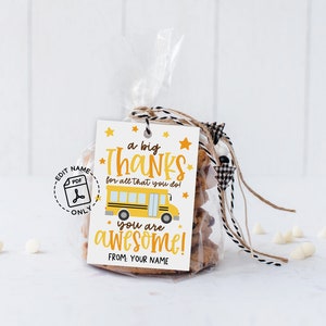 School Bus Driver Appreciation Tag Printable, Awesome Bus Driver Thank ...