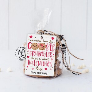 Cookie Valentine Gift Tag Printable, Sweet Classroom Treat Bag Label ...