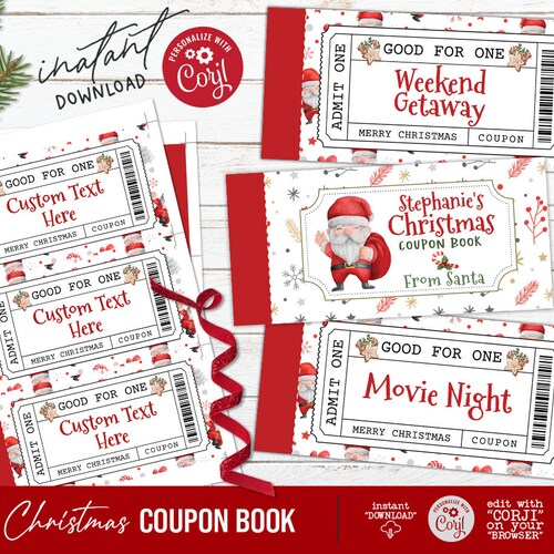 EDITABLE Christmas Coupon Book Printable Template Fun Gift - Etsy
