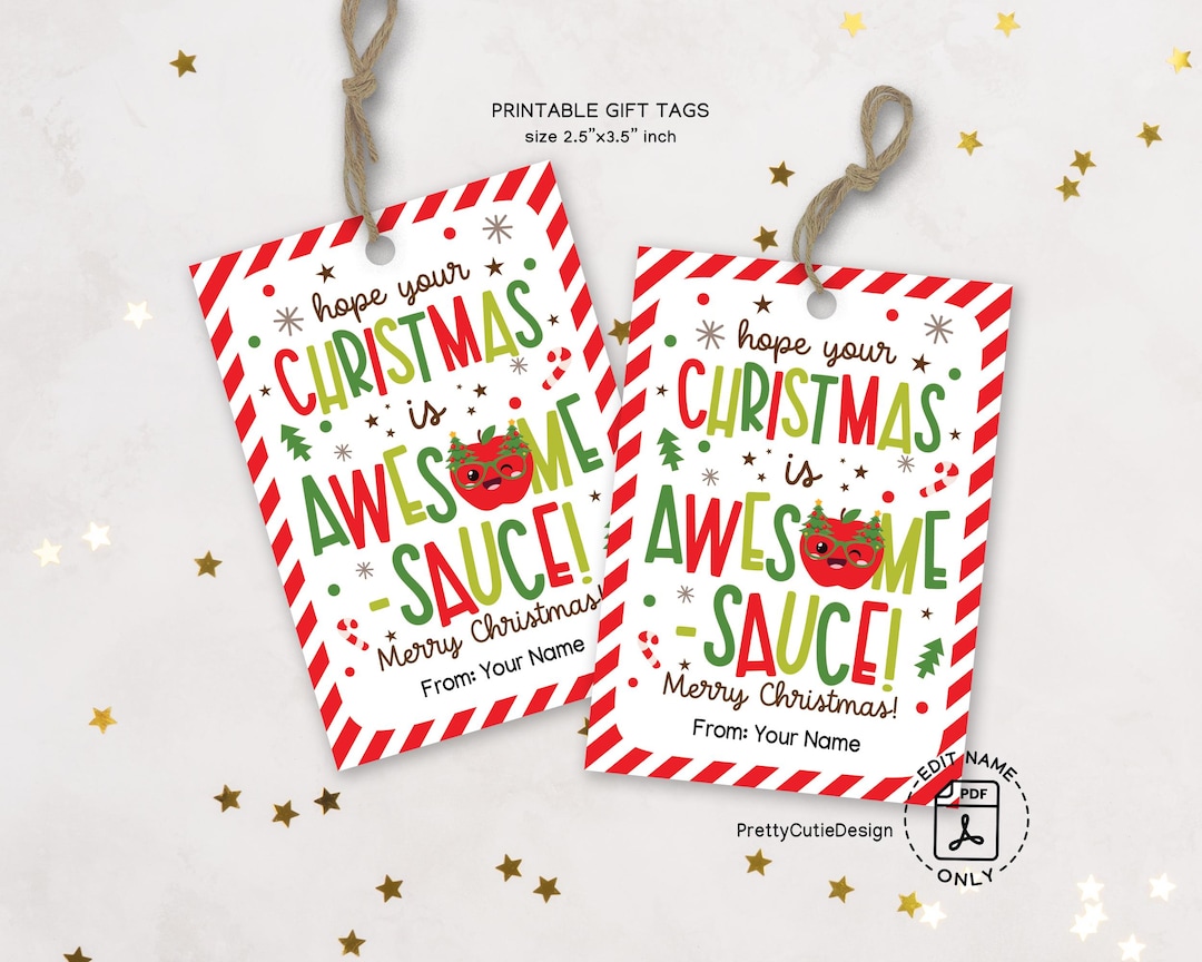 Applesauce Pouch Christmas Gift Tags Printable, Hope Your Christmas is ...