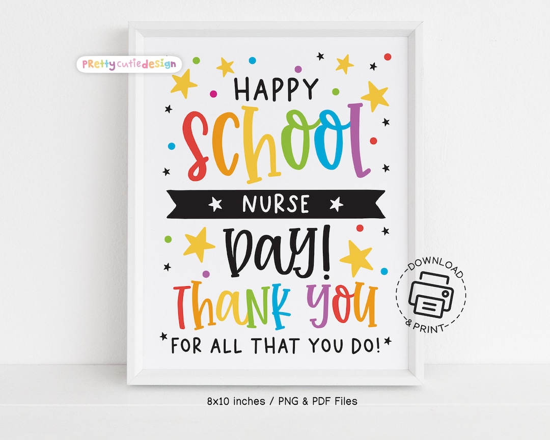 School Nurse Day Sign Printable, Happy School Nurse Day, Thank You ...