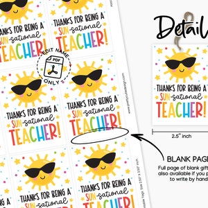 Summer Teacher Gift Tag, End of Year Teacher Gift Tag, Summer Teacher ...