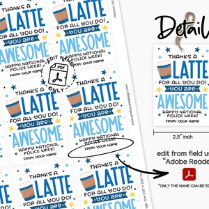 National Police Week Tag, Police Week Gifts, Thanks A Latte Tag, Police ...