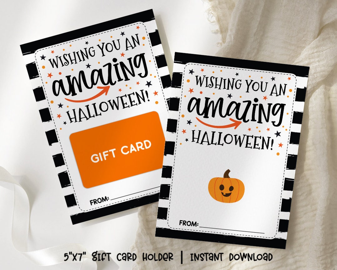 Printable Halloween Gift Card Holder Instant Download, Wishing You an ...
