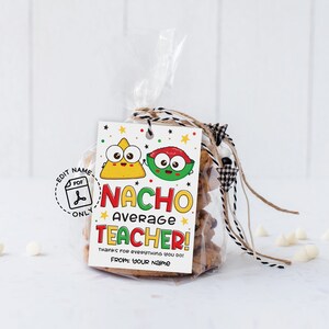 Nacho Average Teacher Appreciation Tag, Teacher Printable Gift Tag ...