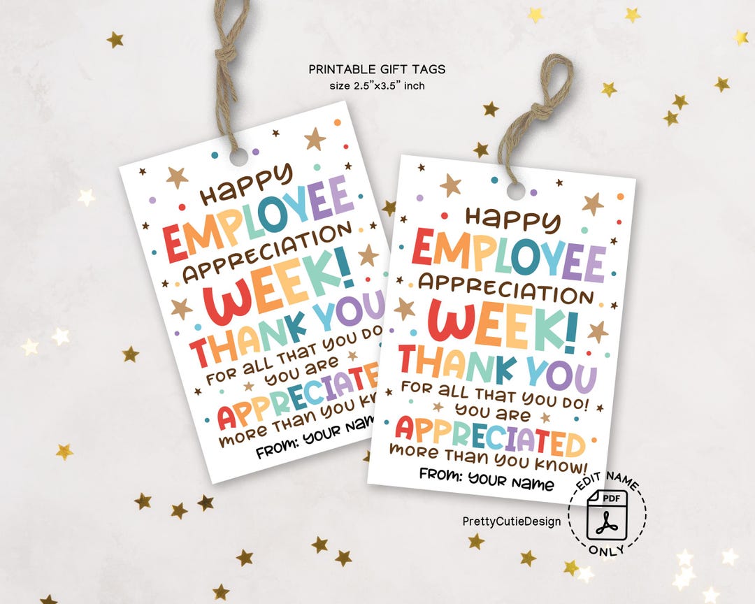 Printable Employee Appreciation Week Gift Tag, Employee Recognition ...