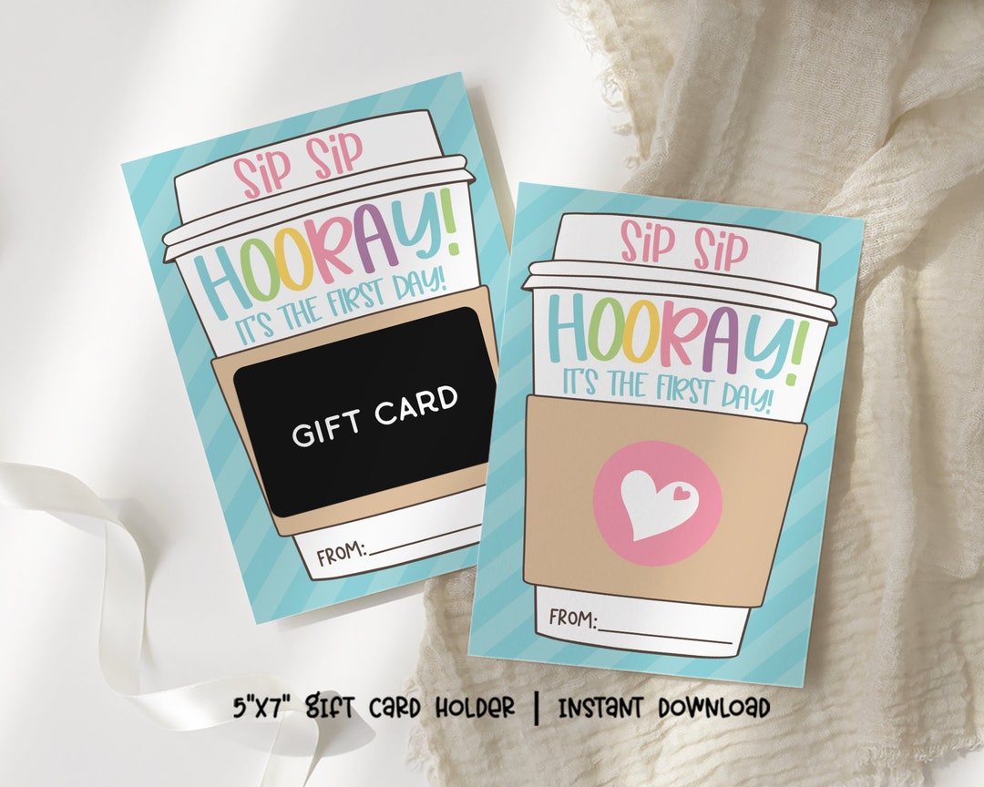 1st Day of School Teacher Coffee Gift Card Holder, Back to School Card ...