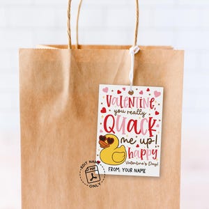 Valentine Rubber Duck Tags, Rubber Ducky Valentine Tag, Non-candy Gift ...