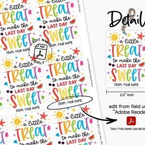 Last Day of School Gift Tags: Summer Treat Labels (printable) - Etsy